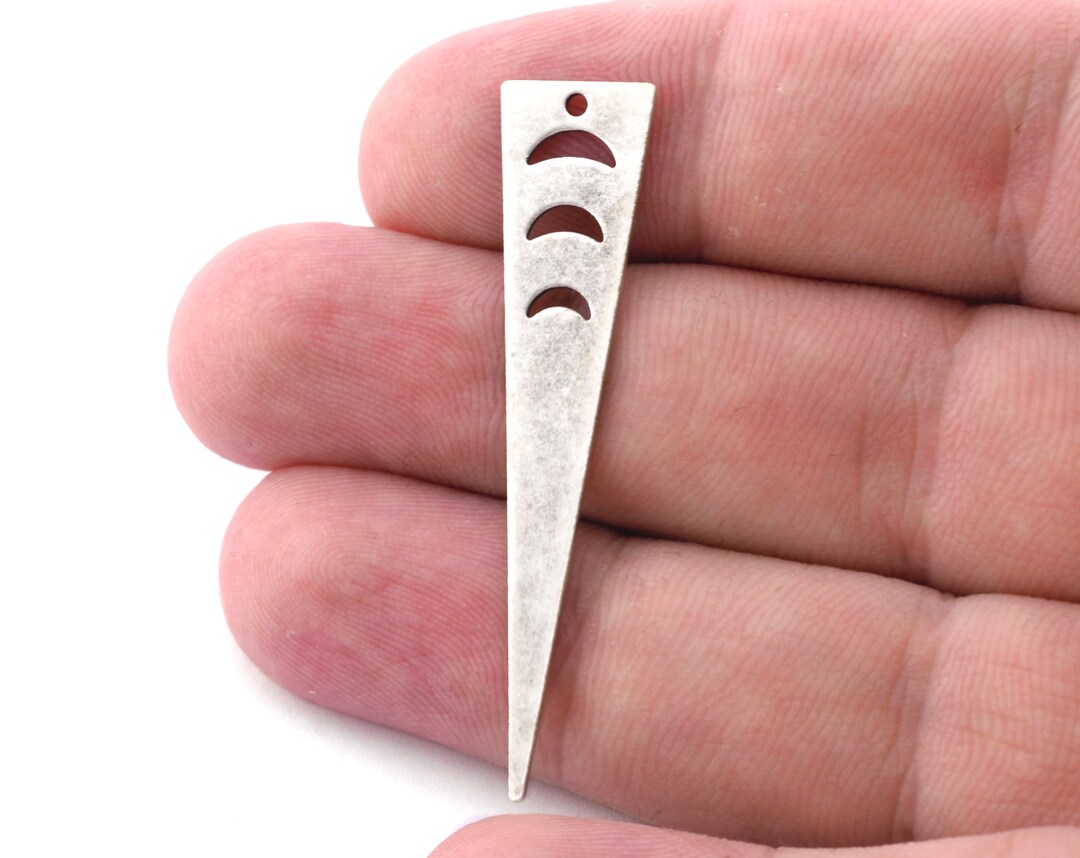 Antique Silver Plated Brass Triangle Charm With Crescent Cutouts -3813 ...