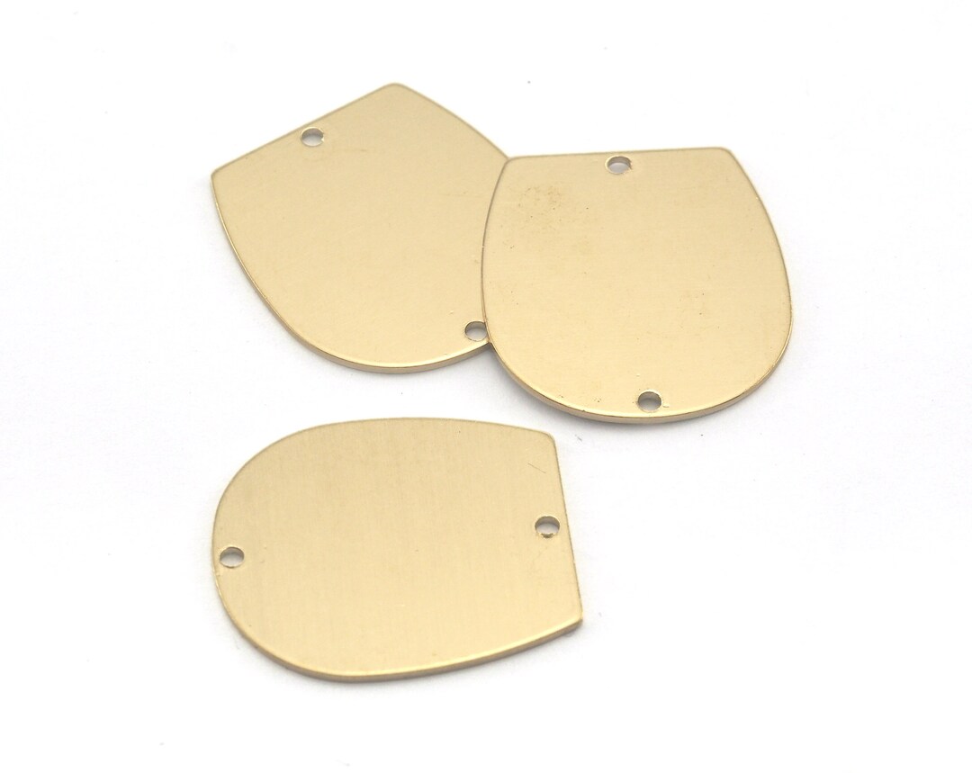 Oblong Oval Shape Semi Circle 25x22.5x0.8mm 2 Hole Raw Brass Findings ...