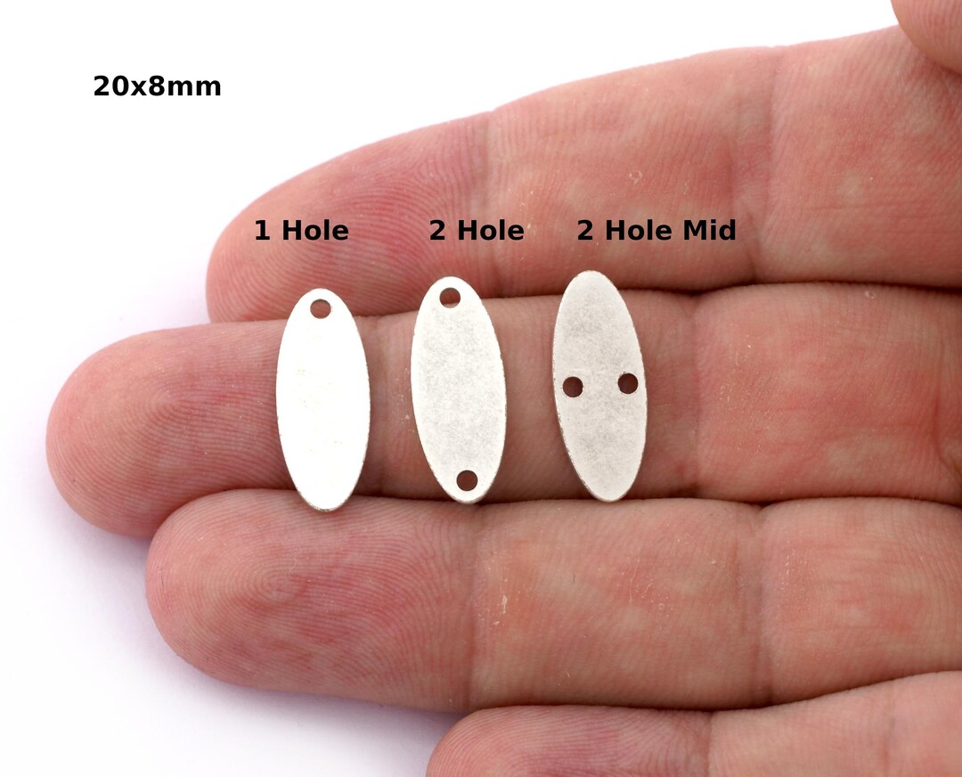 20x8mm Oval Silver Metal Stamping Blanks - Connector Charms With 1 or 2 ...