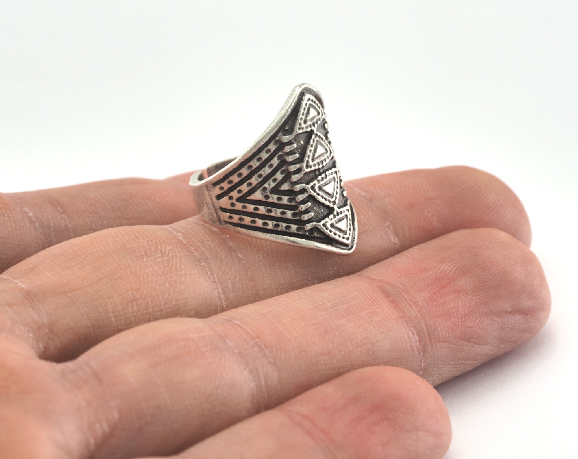 Rhombus Ring Adjustable Antique Silver Plated Brass 16.5mm | Etsy