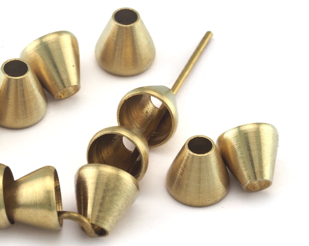 Cone End Caps Raw Brass 6x6.8mm (caps Inner 5.5mm)(top Hole 2.6mm) ENC5 ...