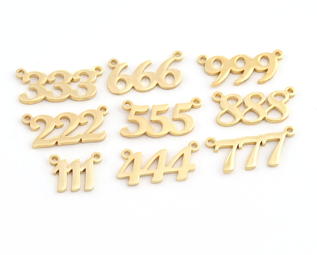 Numbers, Numerical Charms, Connector Pendant Shiny Gold Plated Brass ...