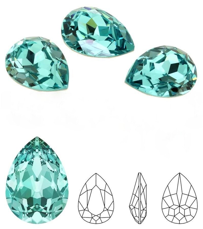 Pear Shaped Fancy Stone 4320 Swarovski® Light Turquoise 263 | Etsy