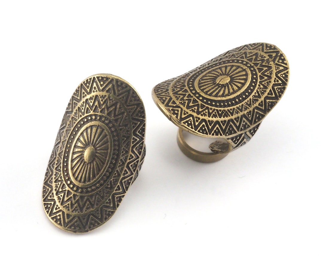Adjustable Oval Ring Antique Bronze Plated Brass 38mm (17.5mm 7US Inner ...