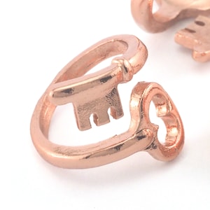 Key Ring Rose Gold Plated Adjustable - Brass (17mm 6.5US Inner Size ...