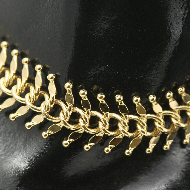 Fish Bone, Centipede Gold Plated Brass Chain 1 Mt 3,3 Feet Width 12mm 0 ...