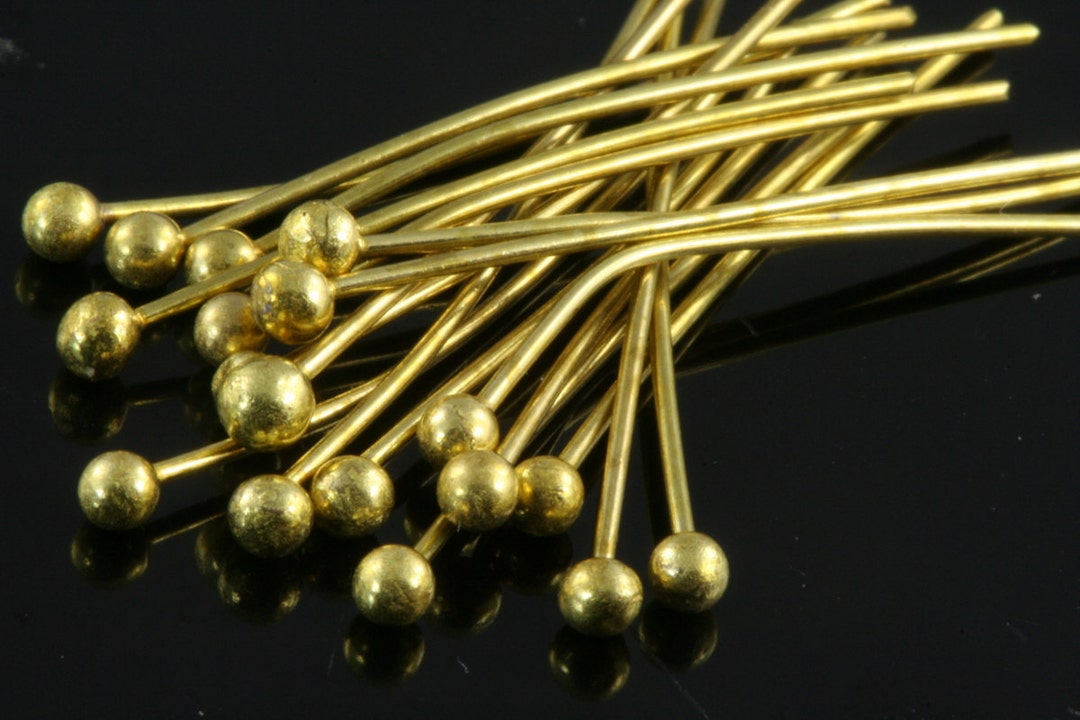 Ball Head Pin 200 Pcs 35mm 24 Gauge( 0,55mm ) Raw Brass Head Pin Ball ...