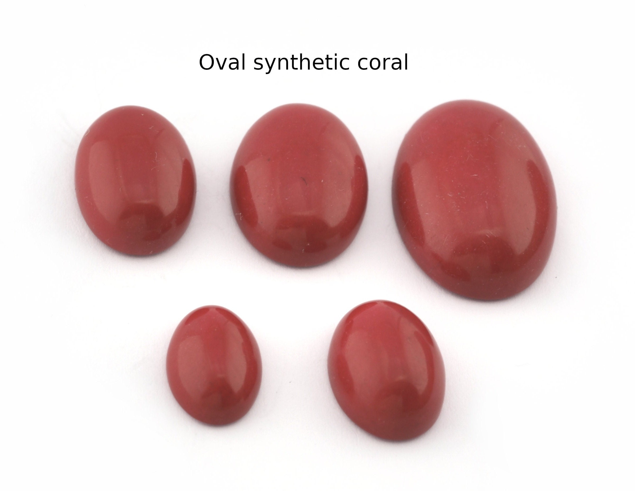 Oval Dome Cabochon Synthetic Coral Flat Back Cabochons Red Cabochons ...