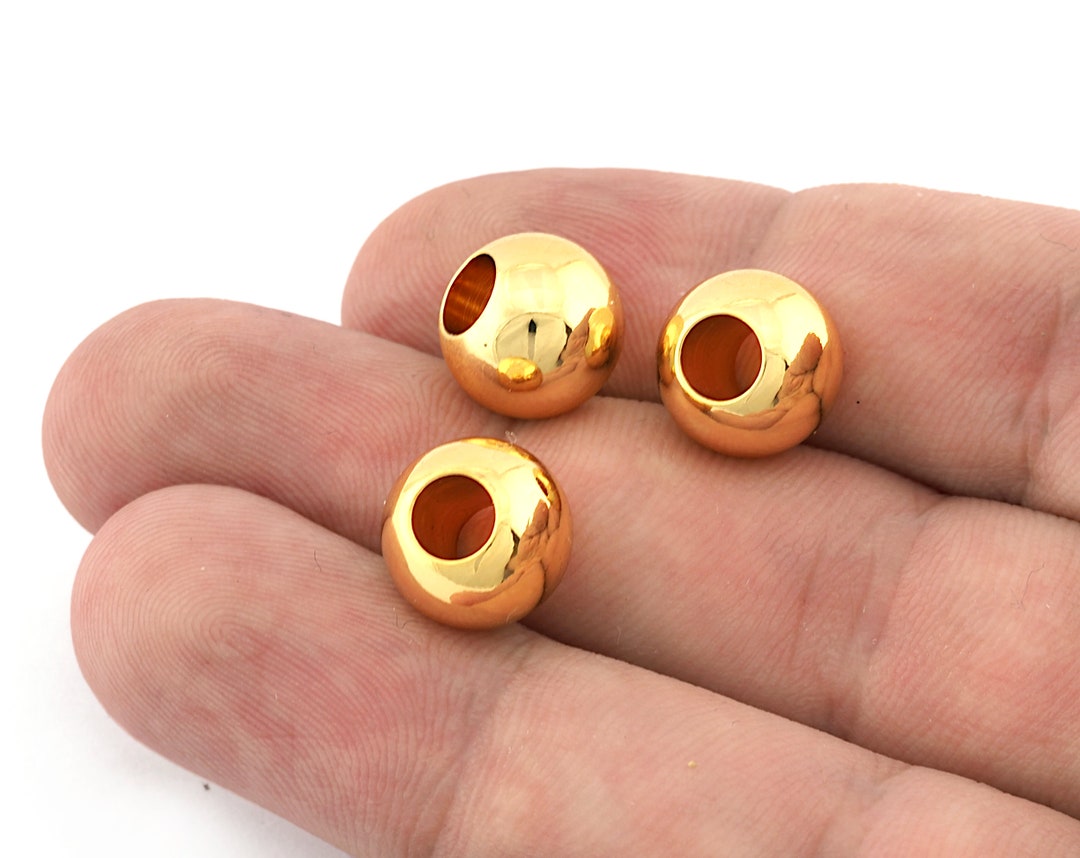 Sphere Beads Shiny Gold Plated Brass 12mm Finding Spacer Round Beads (5 ...