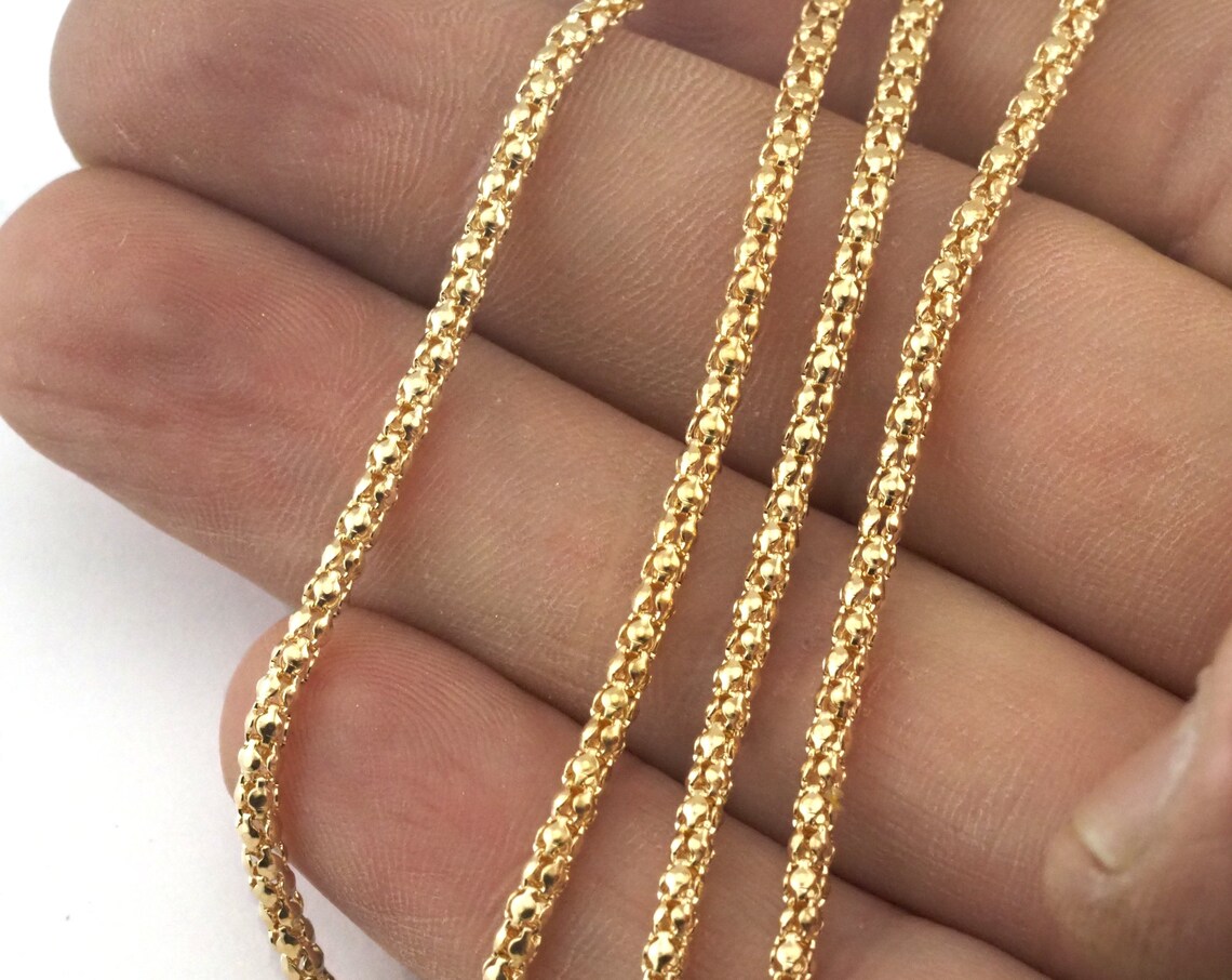 Hollow Mesh Chain Yellow Tone 2.4mm Z127 - Etsy