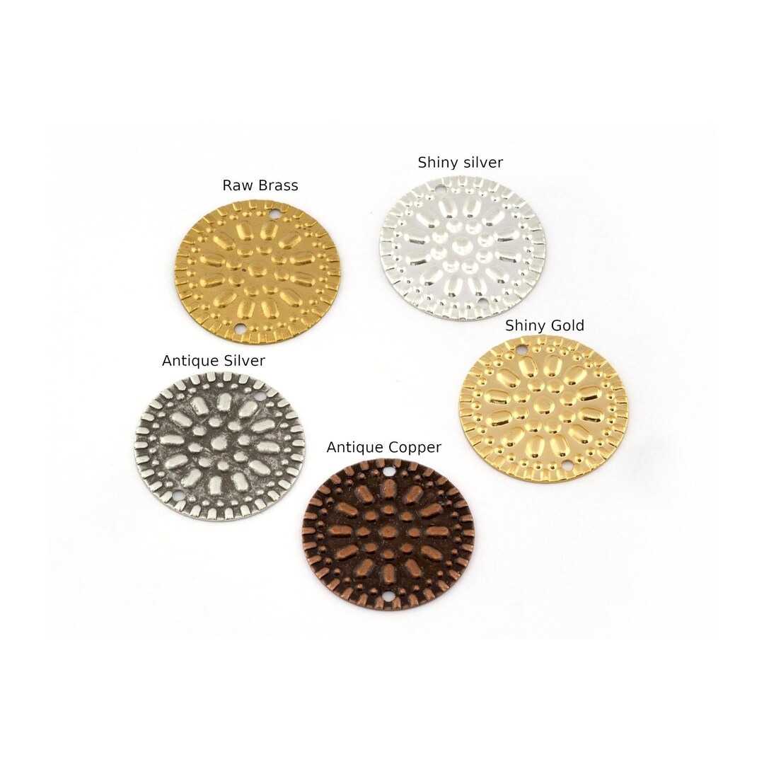 Textured Round Disc Connector Charm, Brass, (20mm) -2107 - Etsy