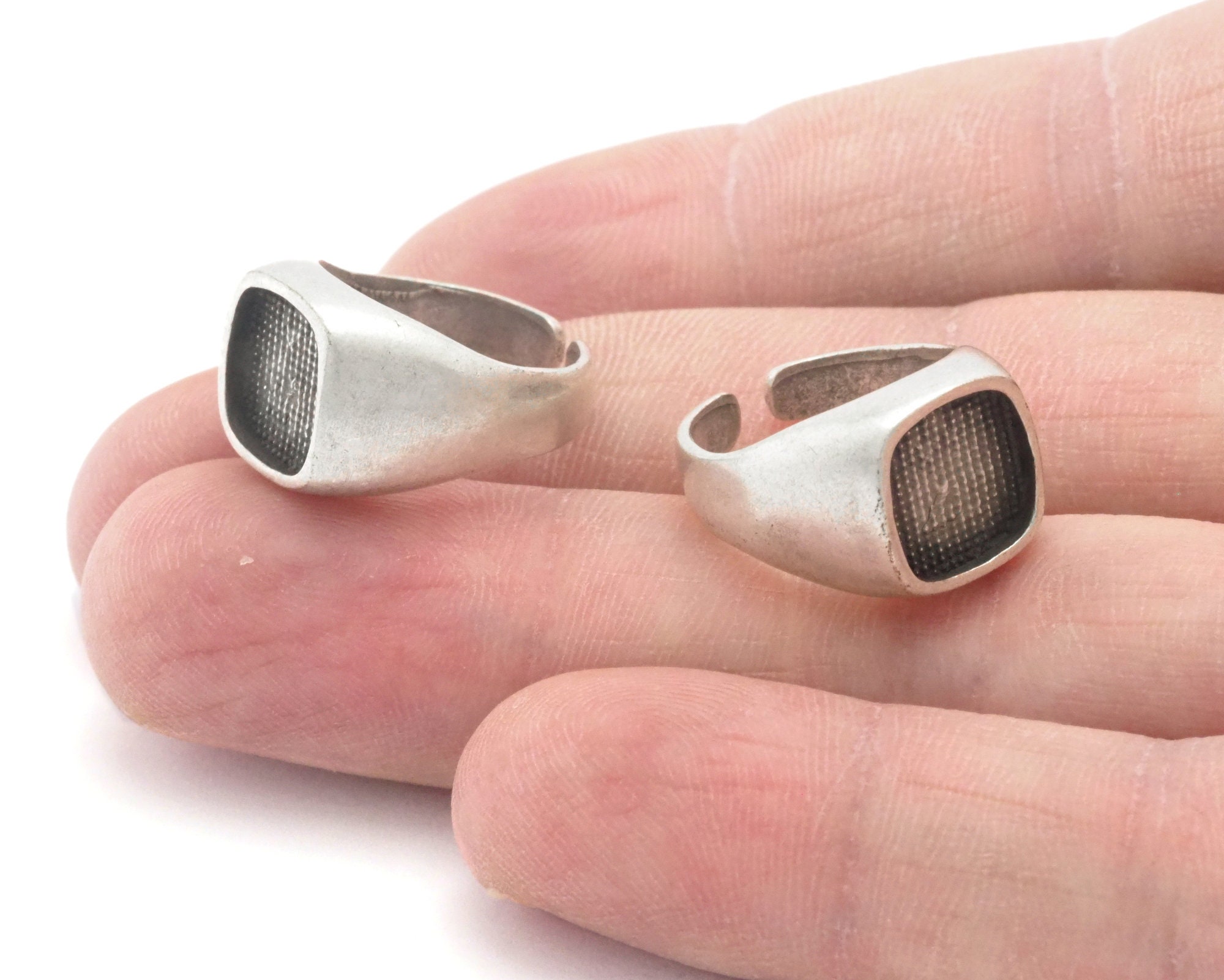 Signet Ring Adjustable Blank Antique Silver Plated Brass - Etsy