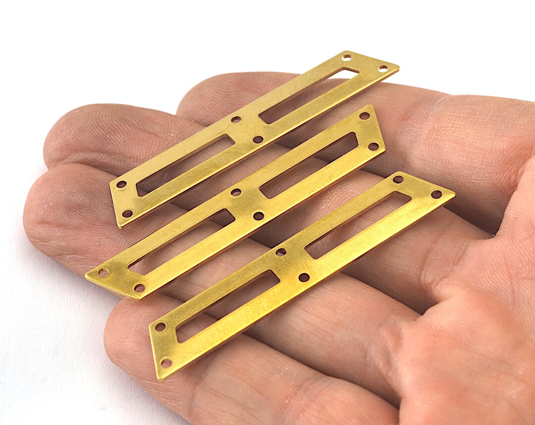 Trapezoid Rectangle 6 Hole Raw Brass 54x10mm Connector Charms ...