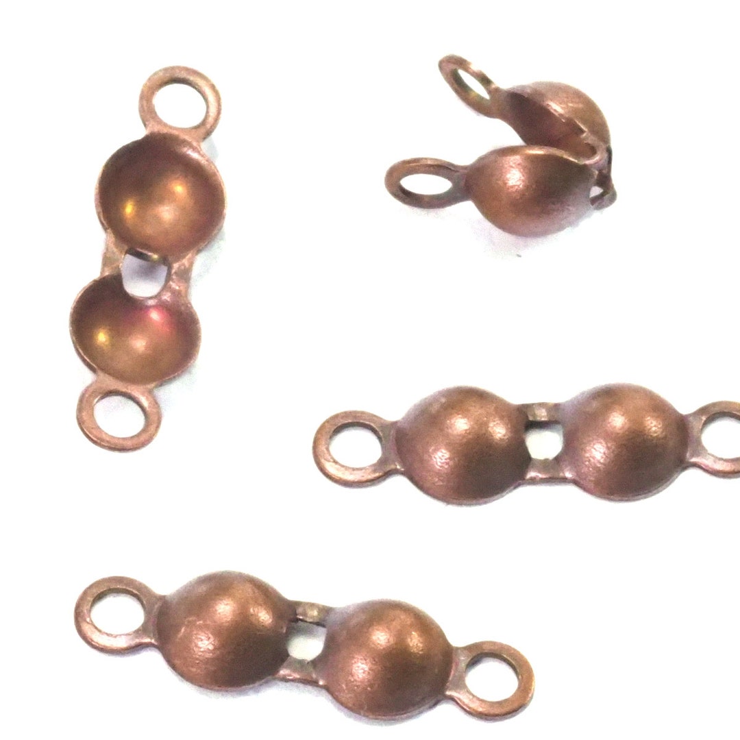 50 Pcs 5x17mm Brass Ball Crimp Bead Tips- Clam Shell Knots Cover ...