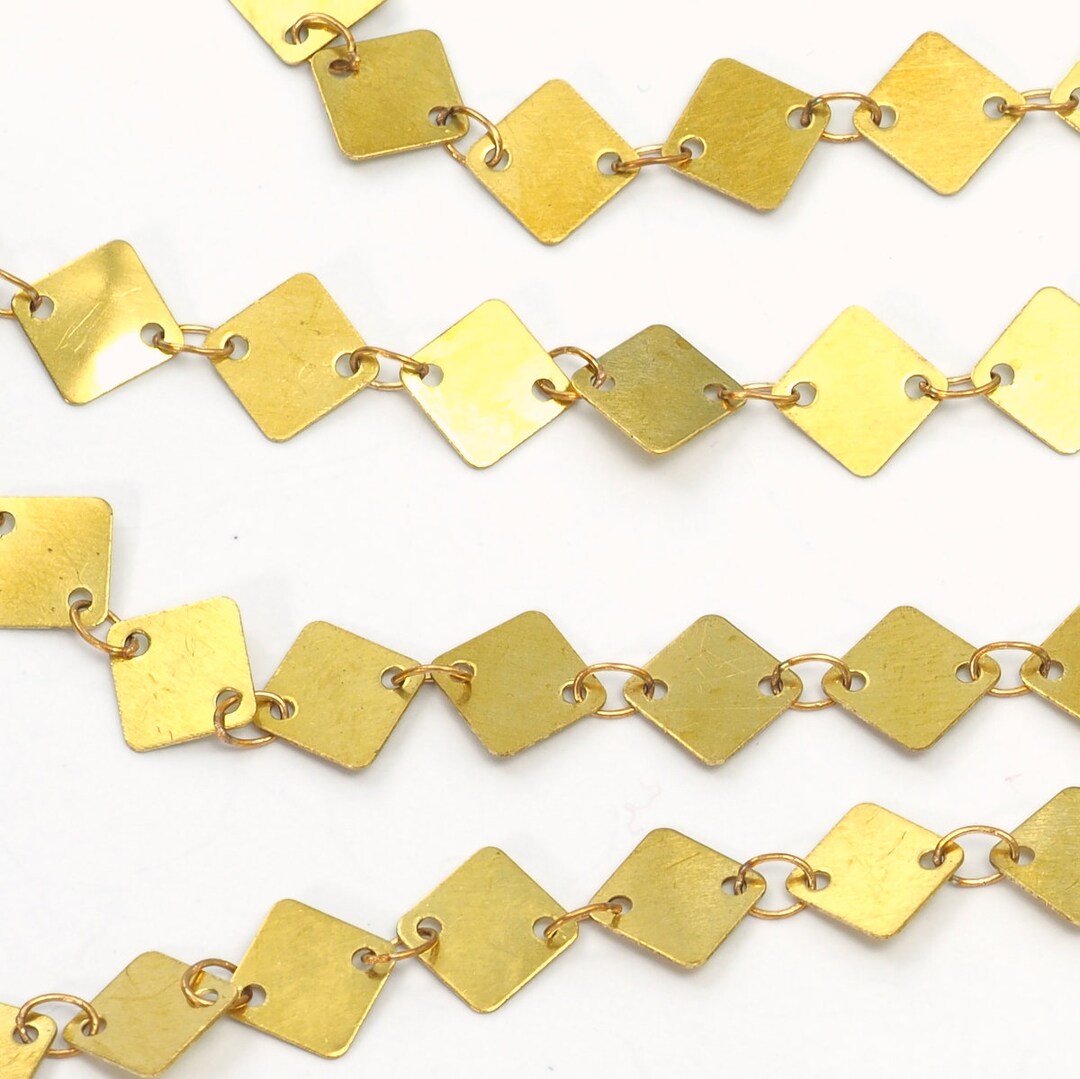 Square Flat Sequin Soldered Chain 6mm Raw Brass 348 - Etsy