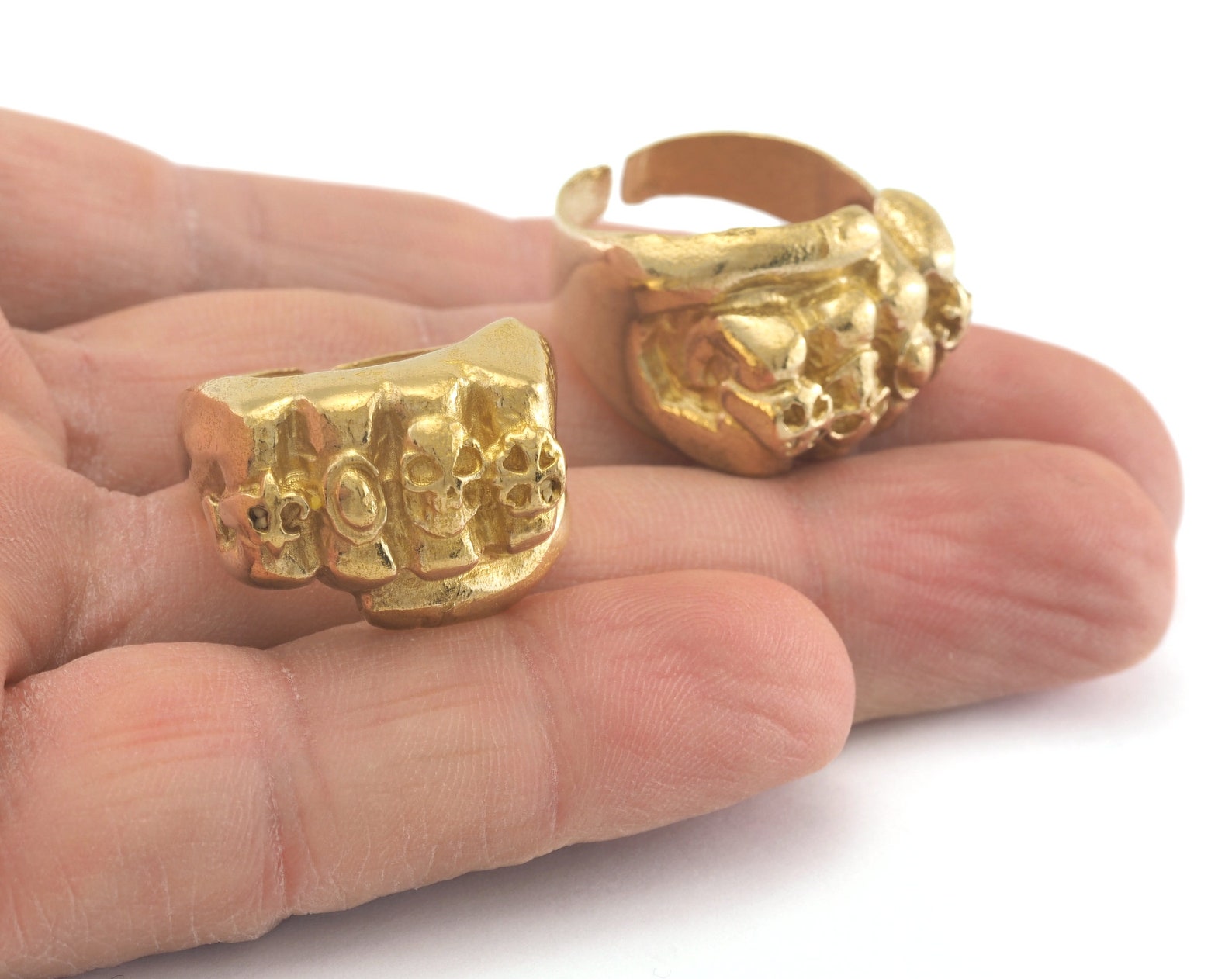 Punch Skull Adjustable Ring Raw Brass 19mm 9US Inner Size - Etsy