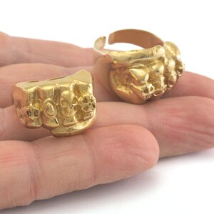 Punch Skull Adjustable Ring Raw Brass (19mm 9US Inner Size) OZ964 - Etsy