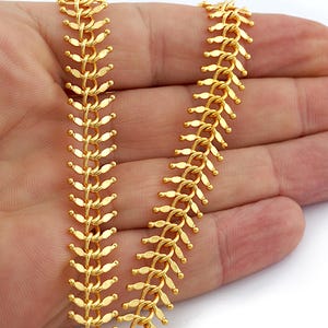 Fish Bone, Centipede Gold Plated Brass Chain 1 Mt 3,3 Feet Width 12mm 0 ...