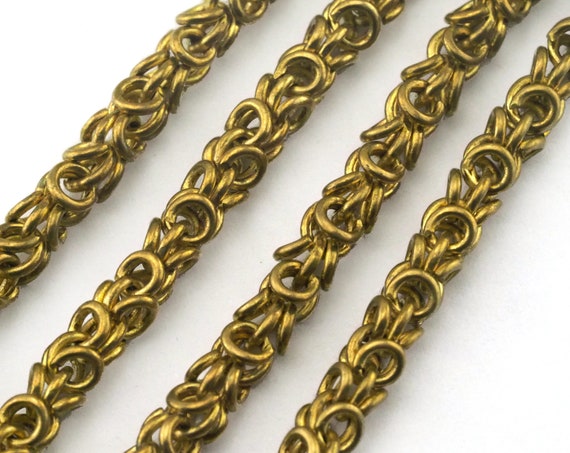 Byzantine Chain Handmade Raw Brass 4mm Z165 | Etsy