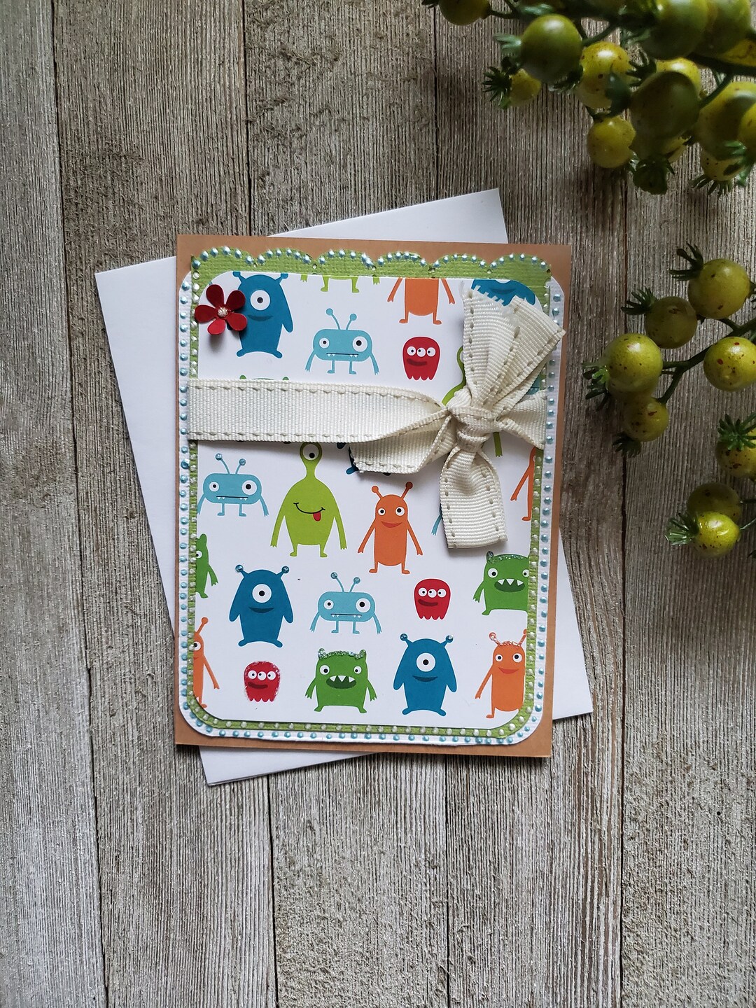 Monster Theme Birthday Card. Ideal for Birthdays, Christening or a Baby ...