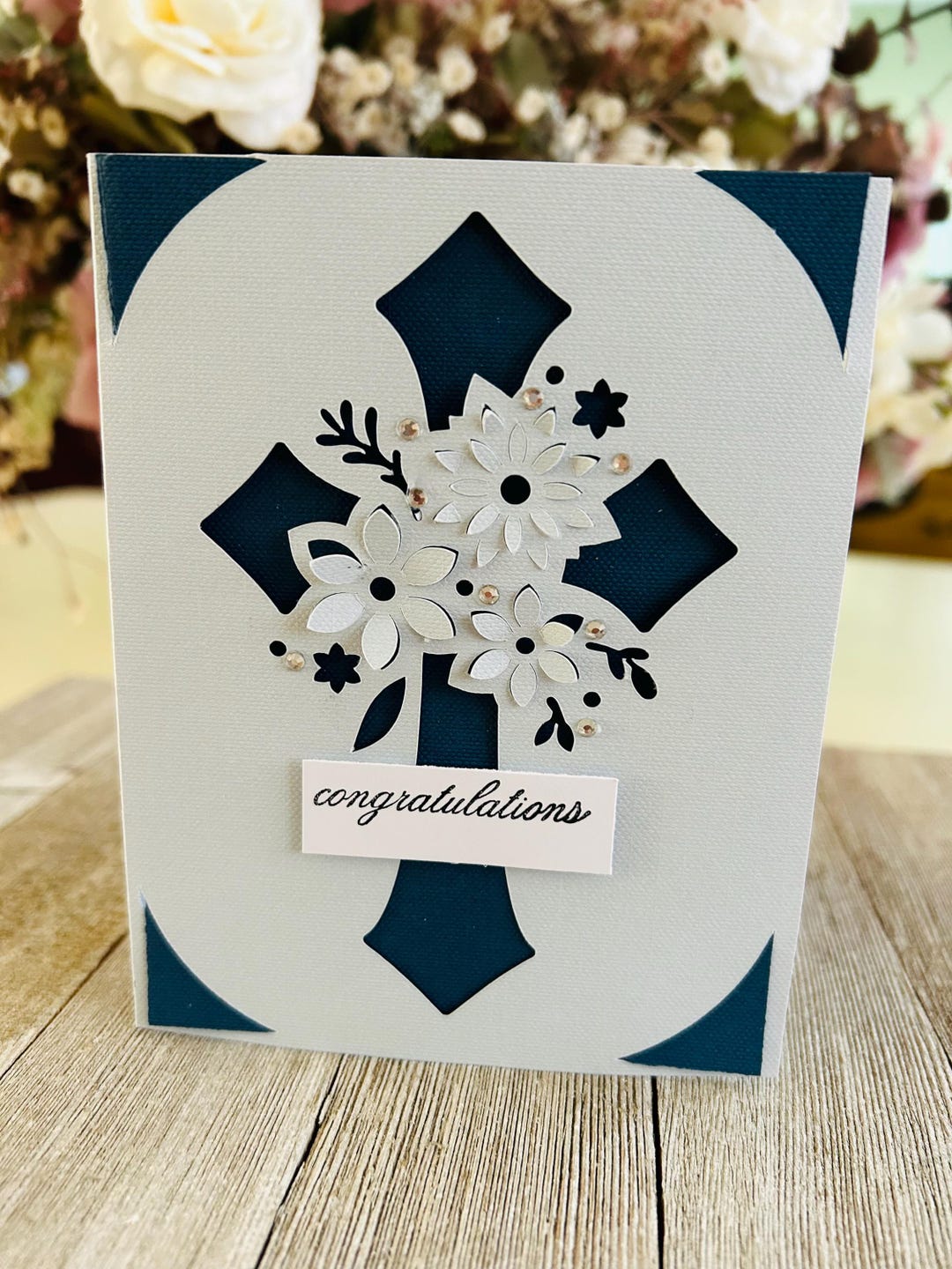 Pop up First Holy Communion Card: Blue and Navy Blue. Congratulations ...