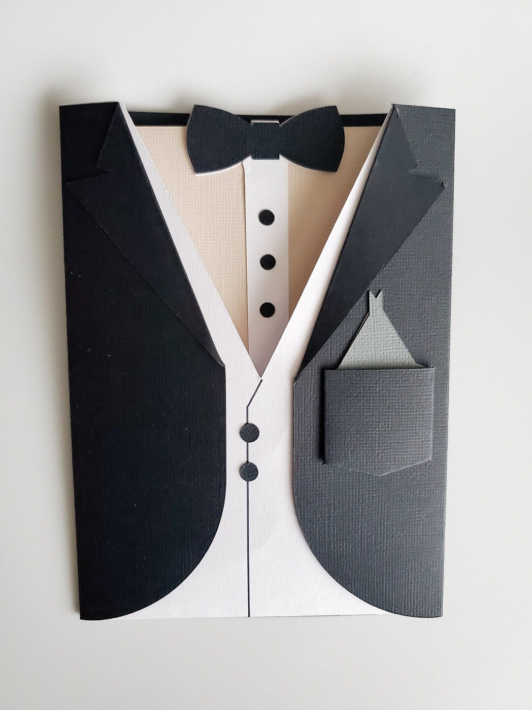 Tuxedo Card for Weddings Birthdays Graduation. 3d Handmade - Etsy Israel