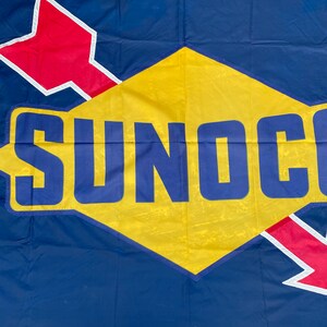 Vintage Collectible Sunoco Oil Gas Large Flag 6’ X 4’ Advertising Gas ...