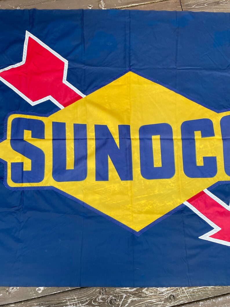 Vintage Collectible Sunoco Oil Gas Large Flag 6 X 4 Advertising Gas ...