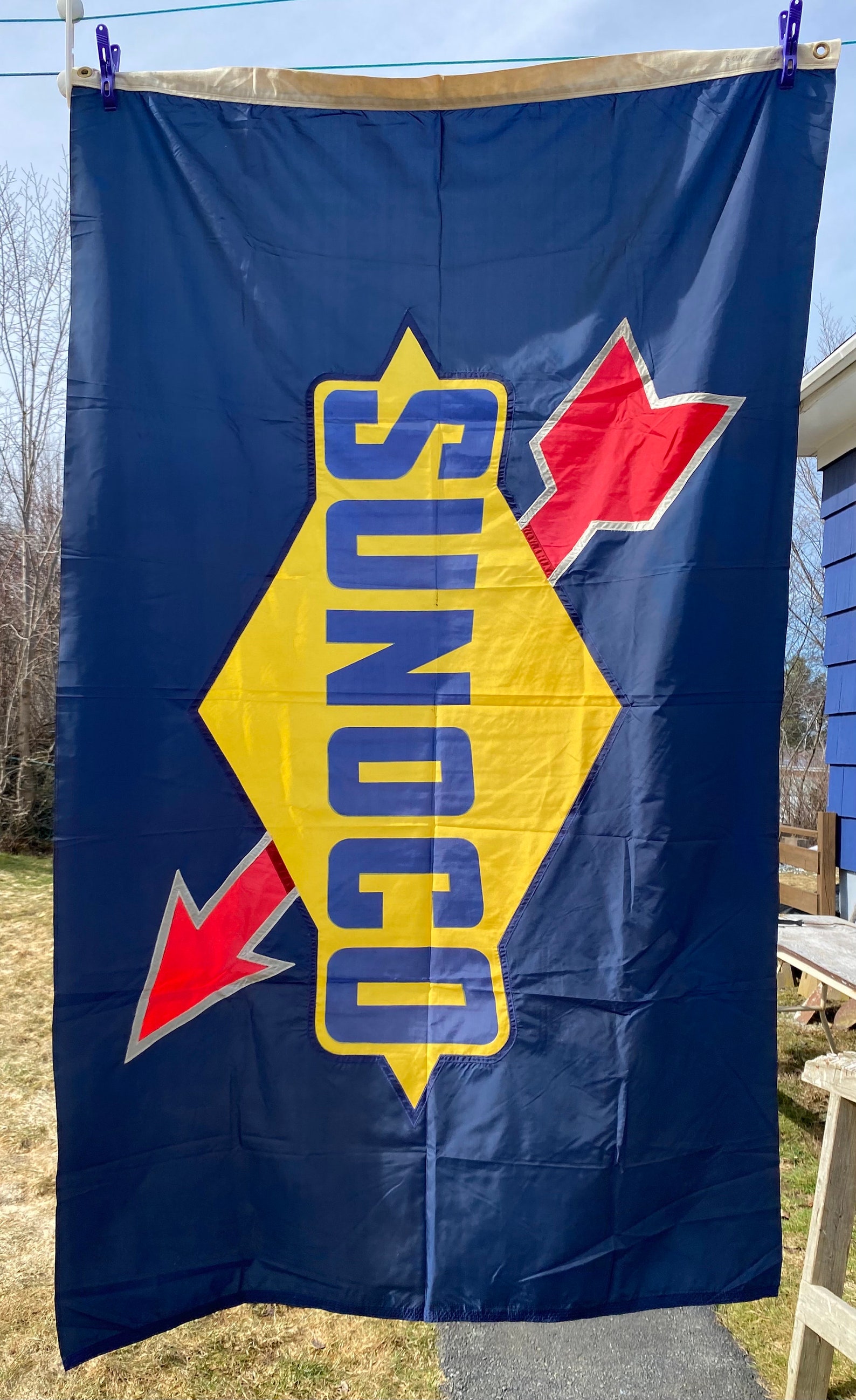 Vintage Collectible Sunoco Oil Gas Large Flag 6’ X 4’ Advertising Gas ...