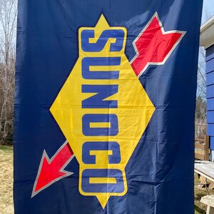 Vintage Collectible Sunoco Oil Gas Large Flag 6’ X 4’ Advertising Gas ...