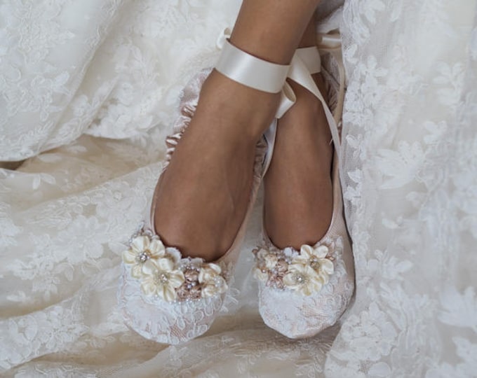 Princess Bridal Ballerina Slippers in Champagne ~princess Wedding ...