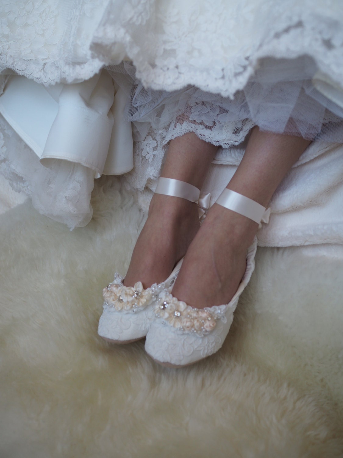 Princess Bridal Ballet Shoes, Lace Wedding Shoes With Rhinestones ...