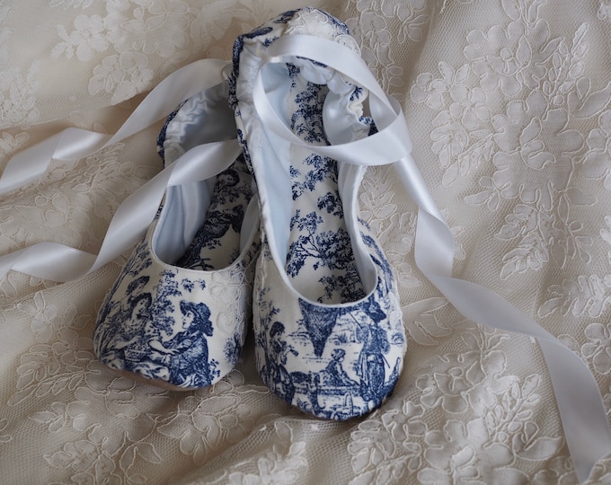 Blue Toile Love Birds Bridal Ballet Slipper ~ T Oile De Jouy Ballet ...