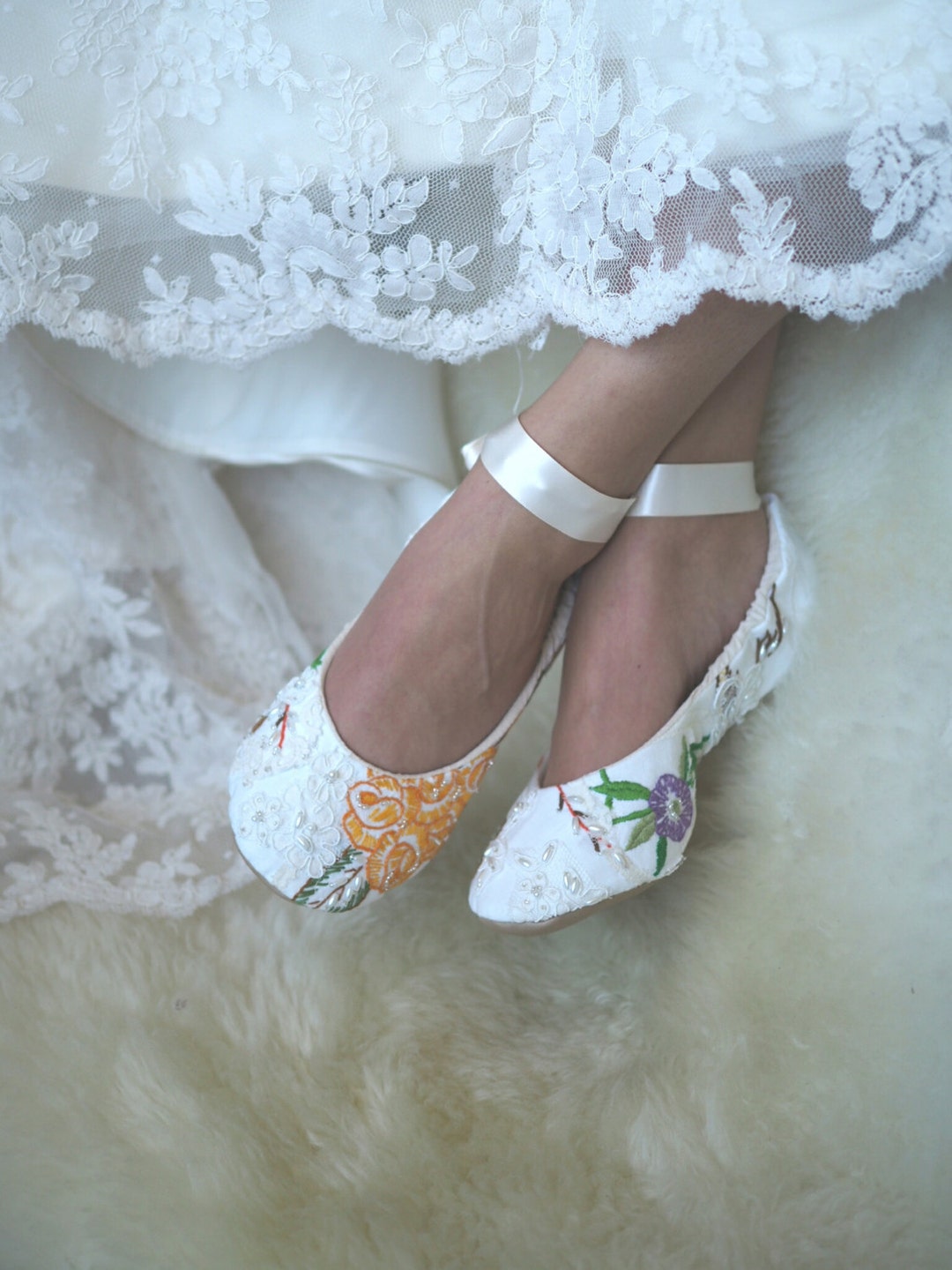 Autumn Princess Bridal Ballet Slipper, Vintage Embroidered Ballet ...
