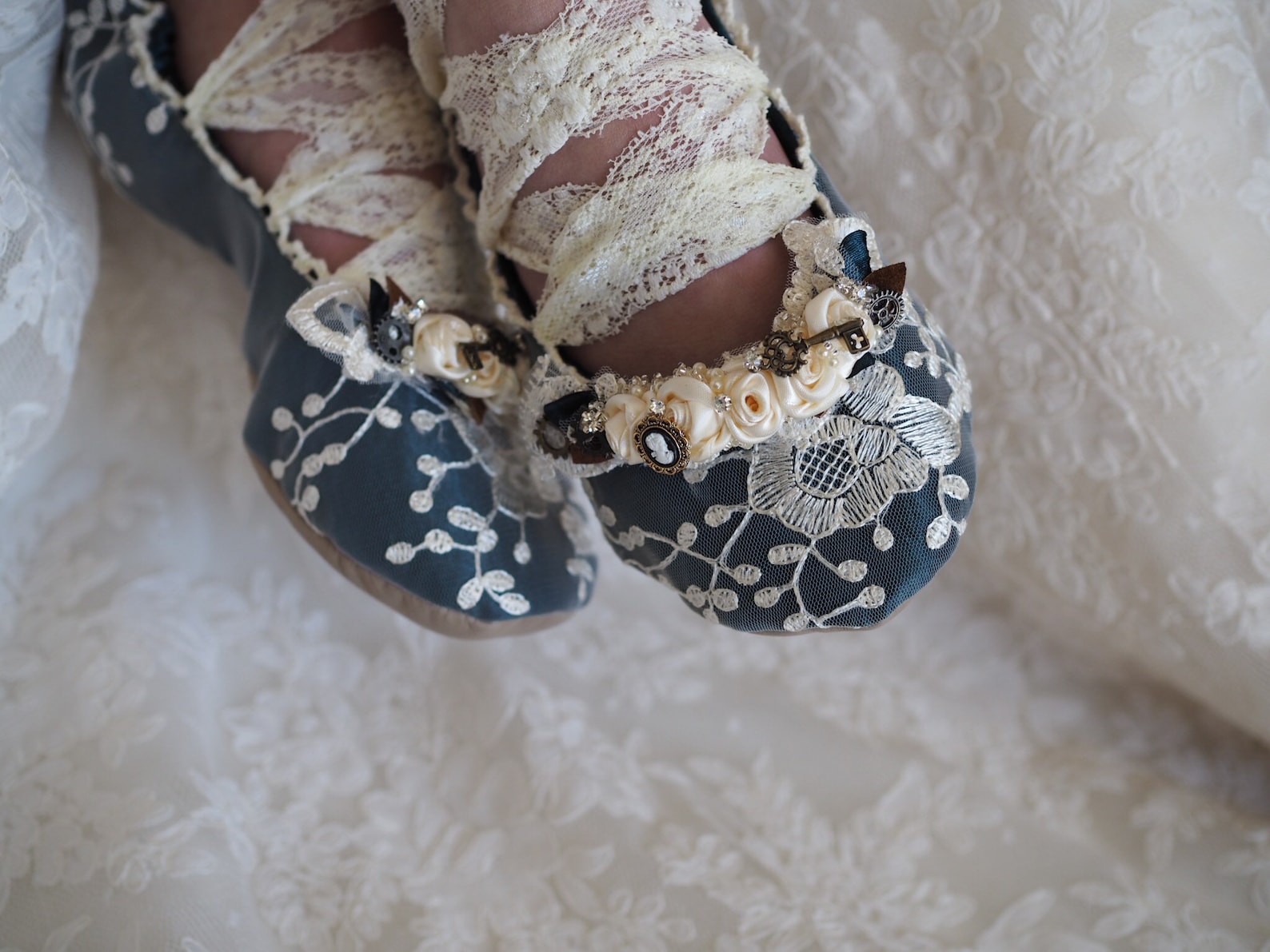 Steampunk Ballet Bridal Shoes ~ Custom Bridal Ballerina Slipper~ Green ...