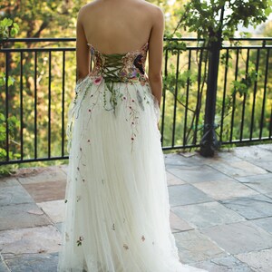 Woodland Wildflower Wedding Gown~ Embroidered Botanical Bridal Gown ...