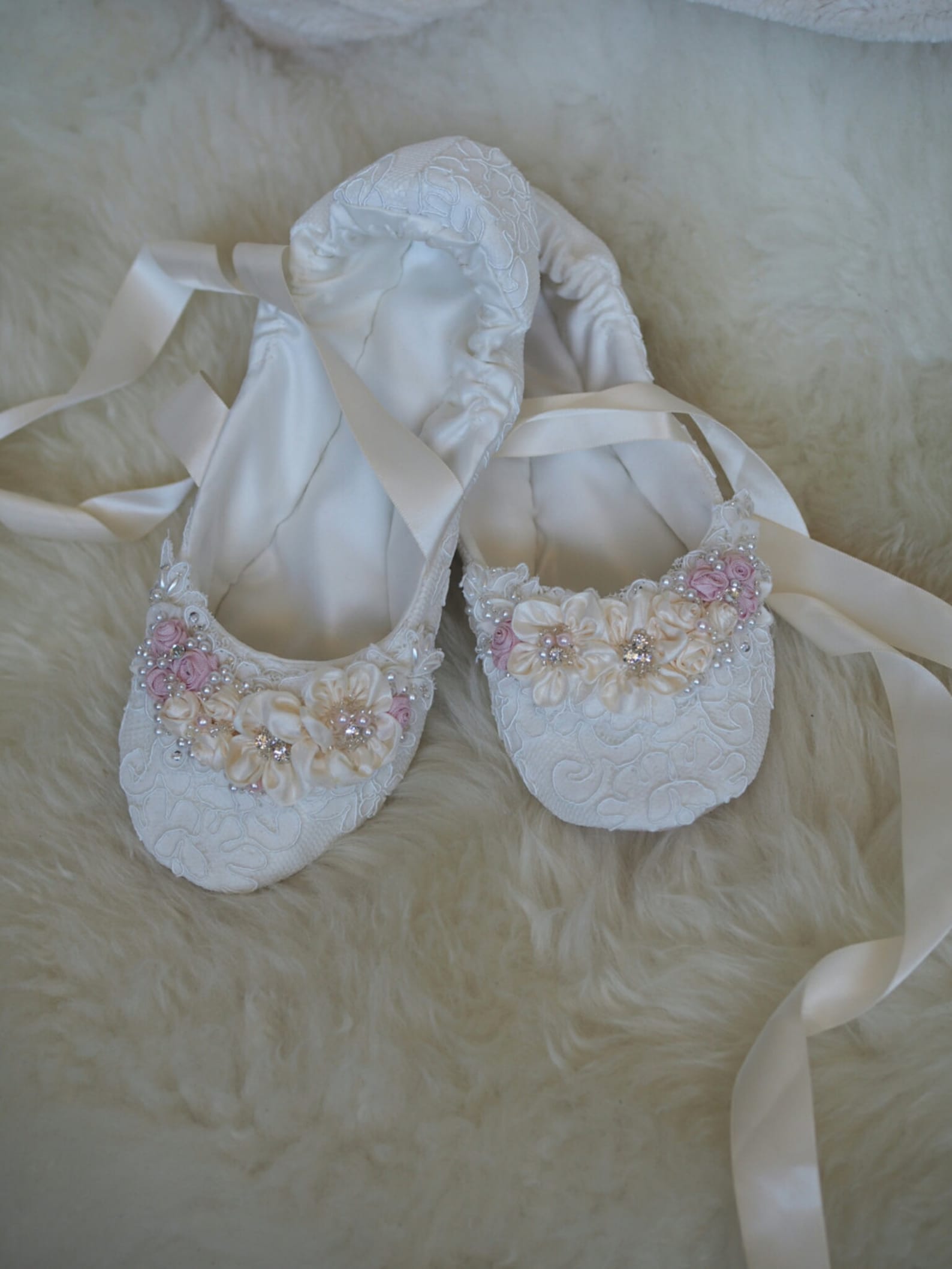 Blush Princess Bridal Ballet Shoes, Blush Rose Ballerina Wedding ...