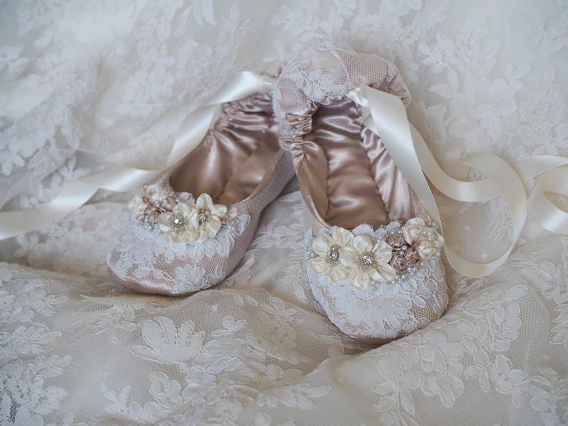 Princess Bridal Ballerina Slippers in Champagne ~princess Wedding ...