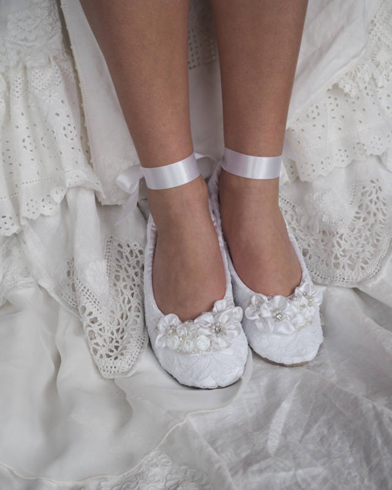 White Princess Bridal Ballerina Slippers~white Princess Wedding Ballet ...