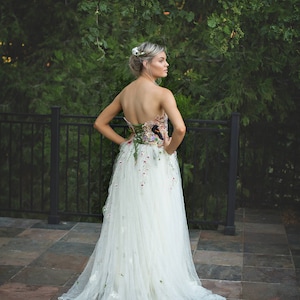 Woodland Wildflower Wedding Gown~ Embroidered Botanical Bridal Gown ...