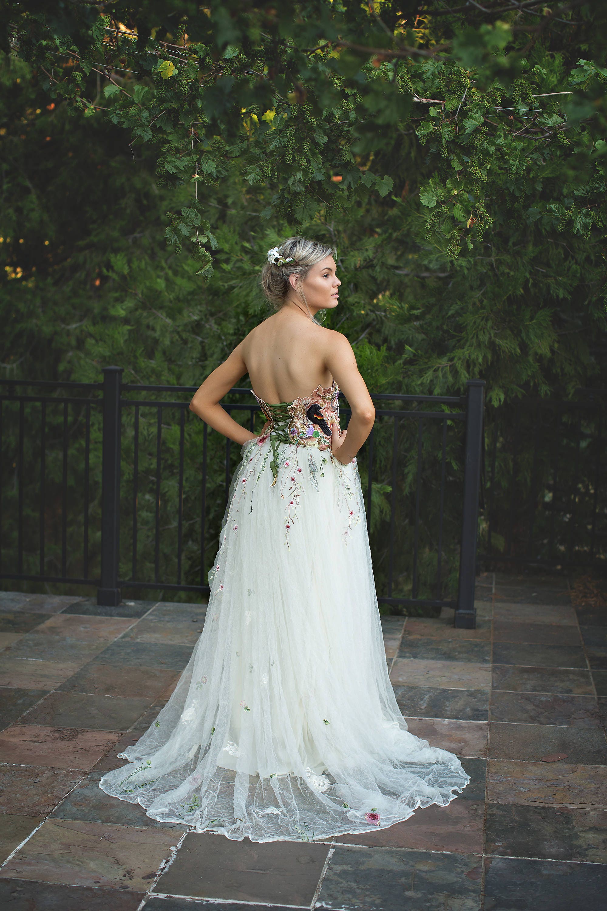 Woodland Wildflower Wedding Gown Embroidered Botanical Bridal - Etsy UK
