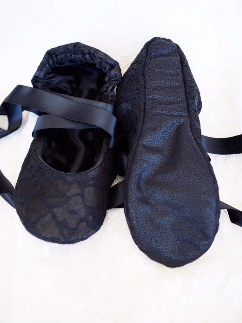 Black Lace Bridal Ballerina Slipper~ Black Lace Wedding Ballet Shoe ...