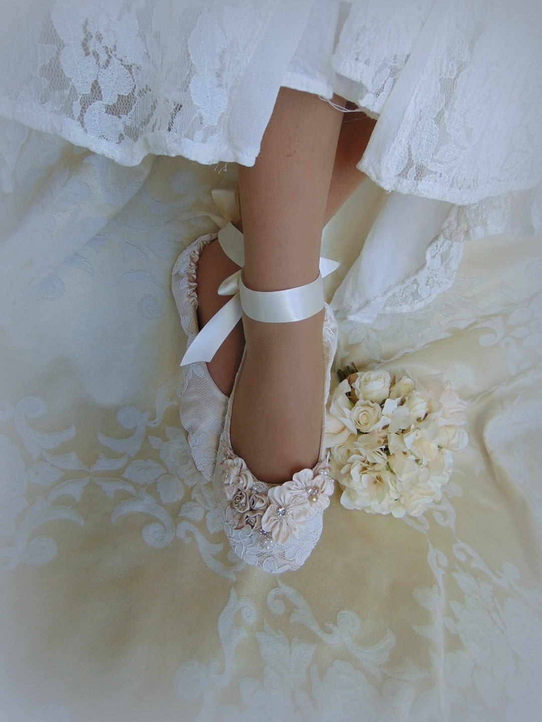 Princess Bridal Ballerina Slippers~princess Wedding Ballet Flat Shoes ...