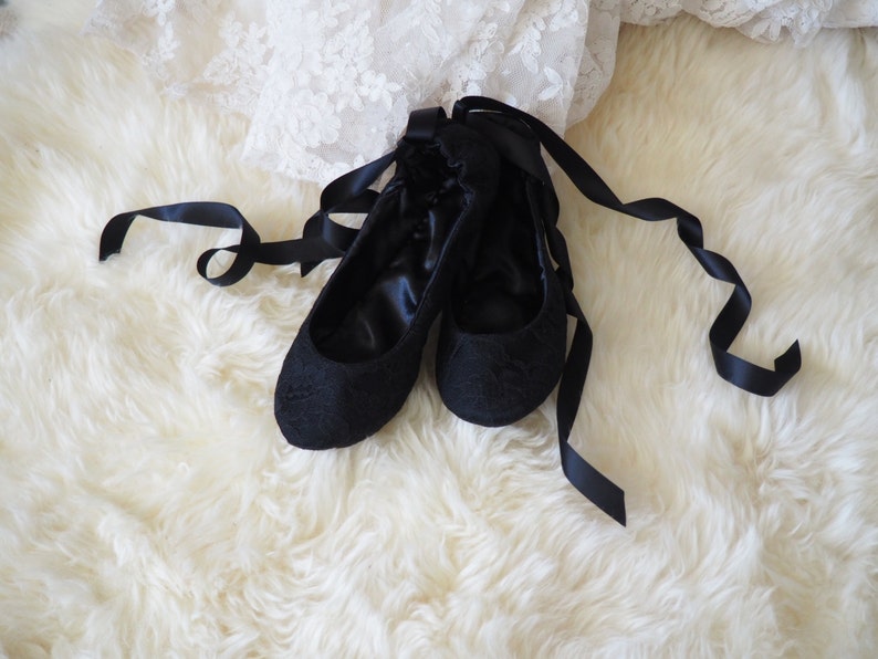 Black Lace Bridal Ballerina Slipper~ Black Lace Wedding Ballet Shoe ...