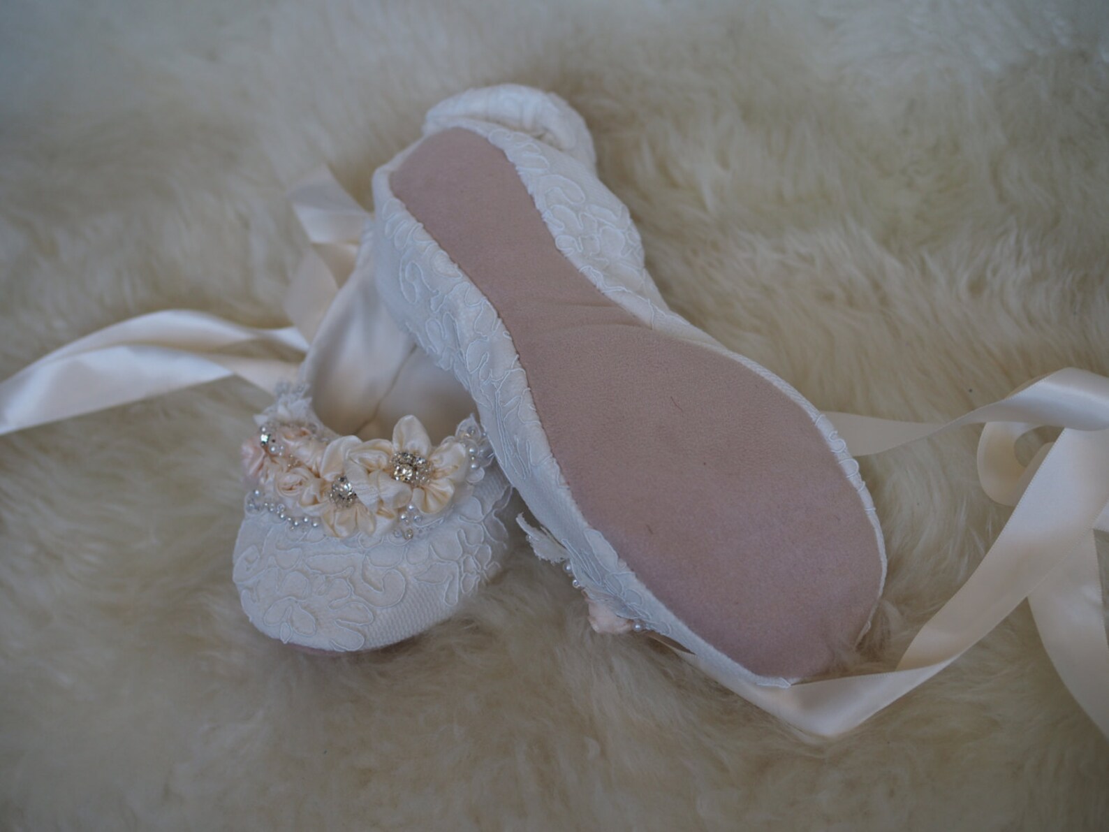 Princess Bridal Ballet Shoes, Lace Wedding Shoes With Rhinestones ...