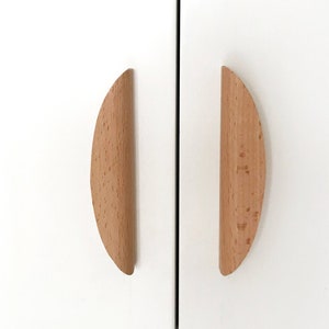 3.8 Solid Wood Door Handle, Beech Log Handle Kitchen Cabinet Pull ...