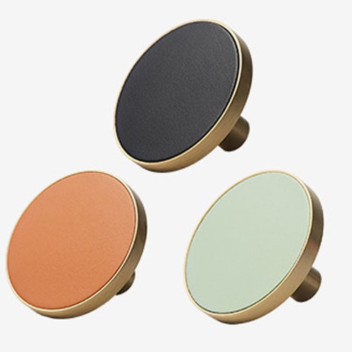 Nordic Leather Knobs Furniture Hardware Brass Leather Knob | Etsy