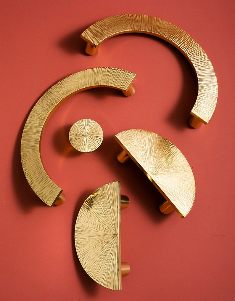 Unique Half Moon Cabinet Pull Semicircle Handle Solid Brass - Etsy