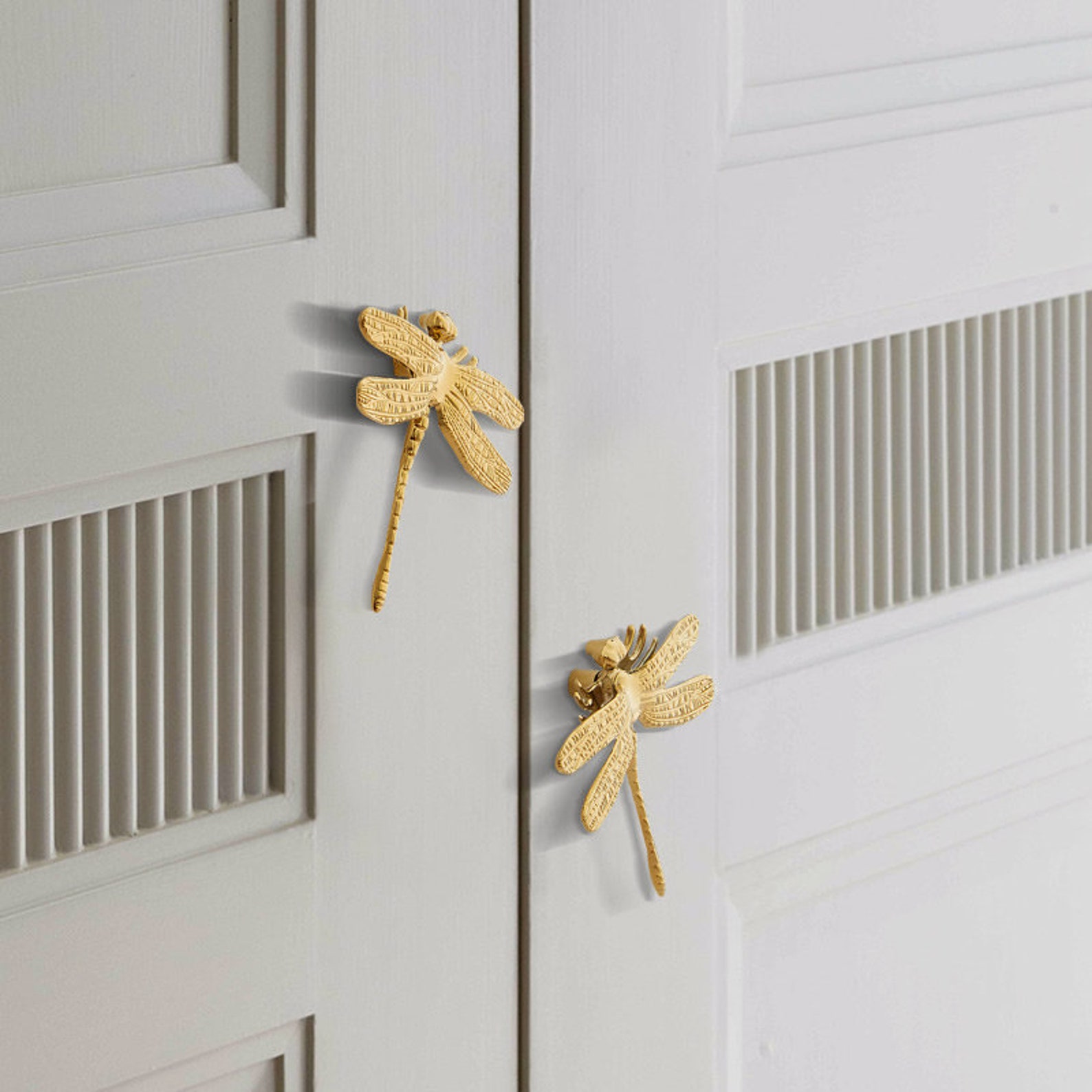 Golden Dragonfly Knob Insects Design Creative Cabinet Knob | Etsy