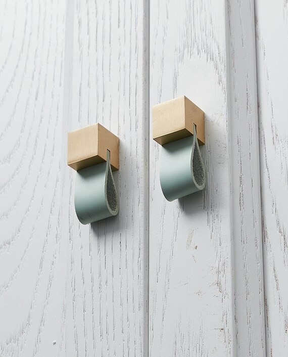 Brass Wardrobe Door Knob Leather Drawer Pull Kitchen Cabinet | Etsy